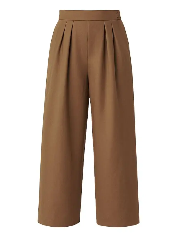 MAUI X LOLITA Bastien Tan Pleated Wide-leg Pants - Brown