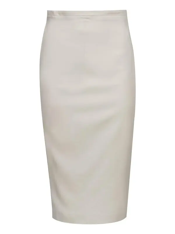 CONQUISTA Neutrals Sophisticated Ivory Gabardine Pencil Skirt With Cotton Blend - White