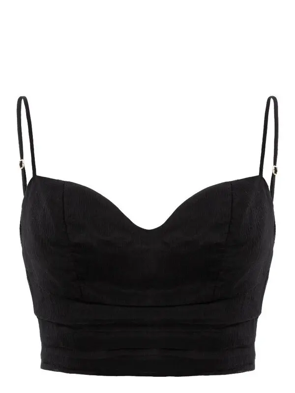AVENUE N°29 Silk Corset Top With Straps - Black