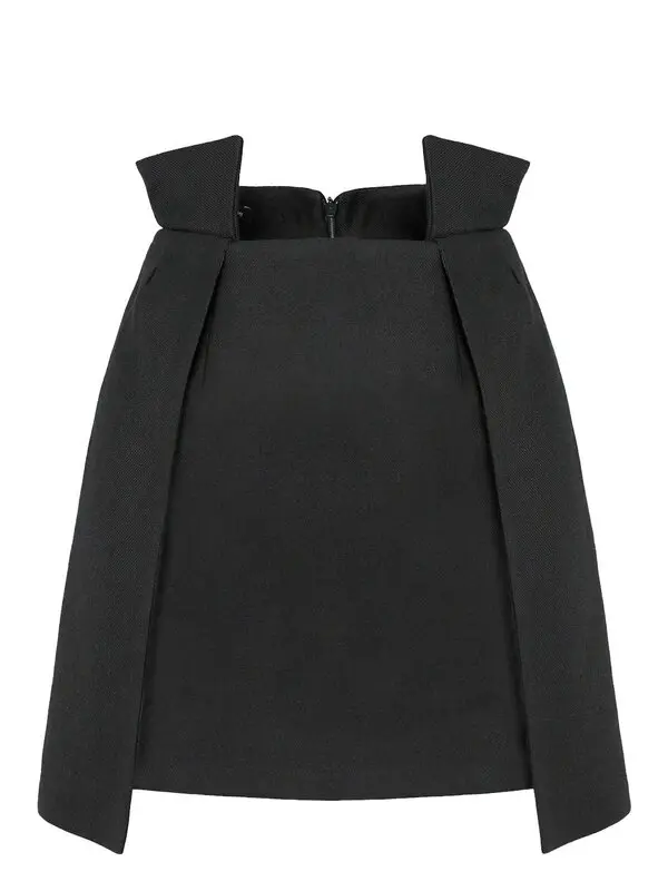 AVENUE N°29 Wool Blend Wrap Mini Skirt - Black