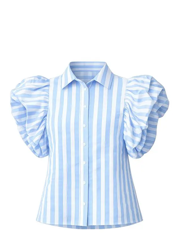 TANTRA SPAIN SL Striped Shirt With Puffed Sleeves - Blue