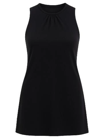 CONQUISTA Stripe & Sheer Detail Mini Dress - Black