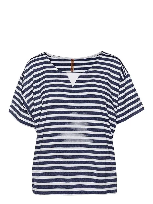 CONQUISTA White Striped Top - Blue