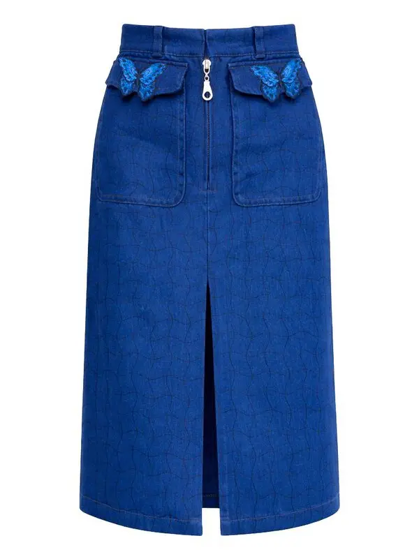 MAUI X LOLITA Pearl Denim Pencil Skirt - Blue