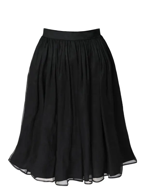 AVENUE N°29 Gathered Silk Midi Skirt - Black