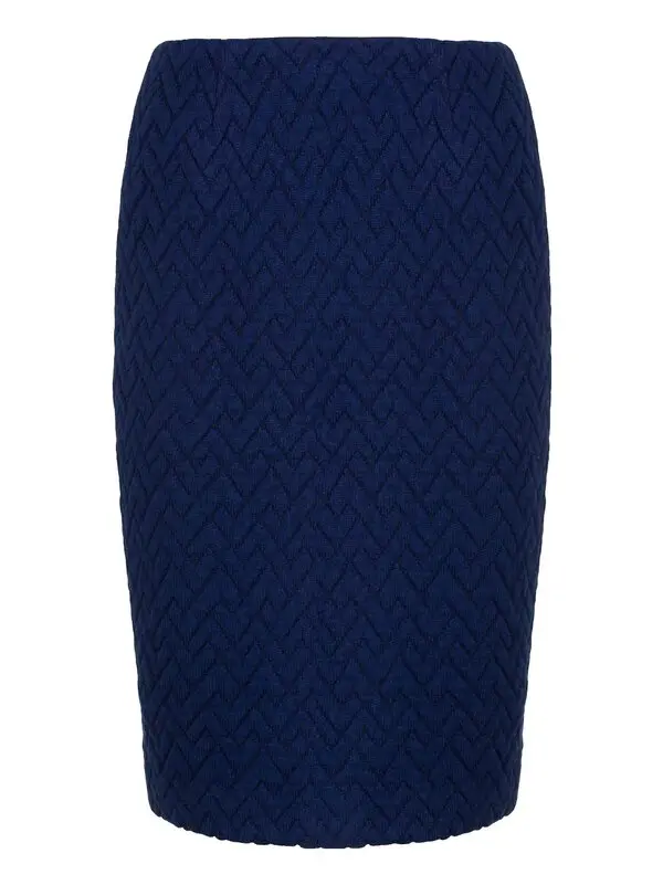 CONQUISTA Knit Jacquard Pencil Skirt - Blue