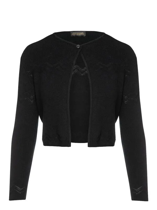 CONQUISTA Zigzag Knit Cardigan - Black