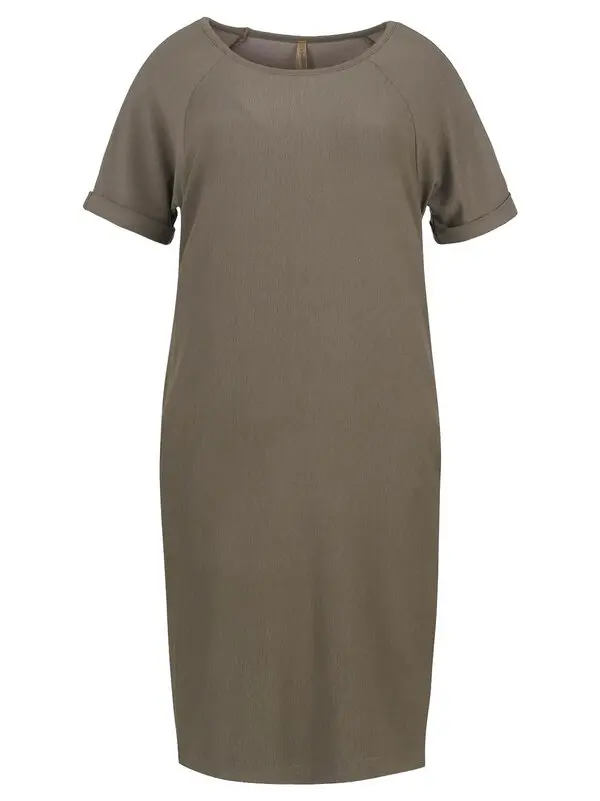 CONQUISTA Olive Punto Di Roma Short Sleeve Dress With Pockets - Green