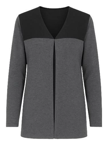 CONQUISTA Wool Blend Block Colour Cardigan Anthracite - Grey