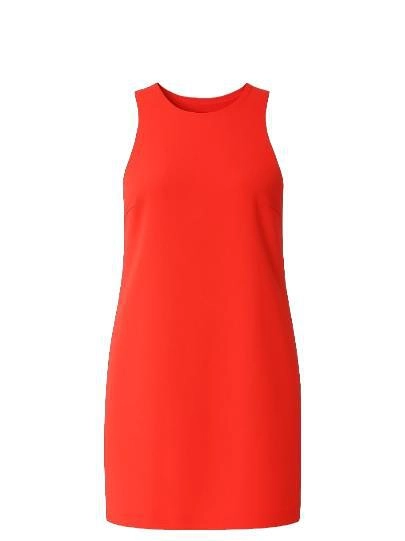 CONQUISTA Sleeveless Shift Dress In Stretch Polyester-elastane – Fiery - Red