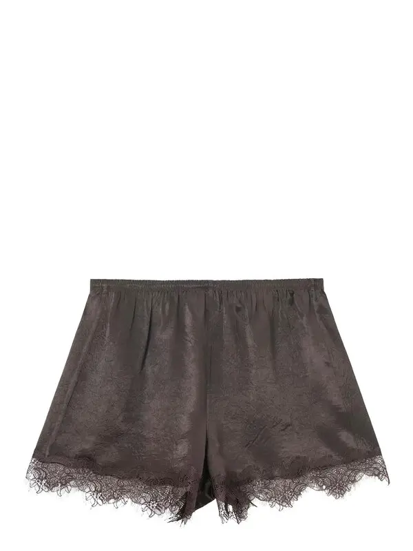 MUTE BY JL Lace Trim Shorts - Brown