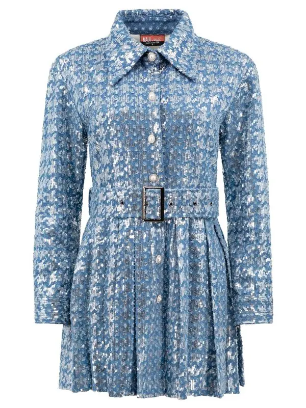 MAUI X LOLITA Michelle Sequin Denim Mini Dress - Blue