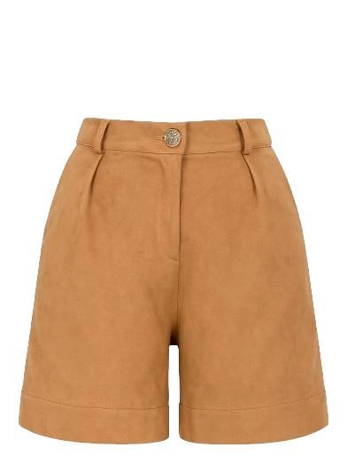 CONQUISTA Taupe Faux Leather Bermuda Shorts - Brown