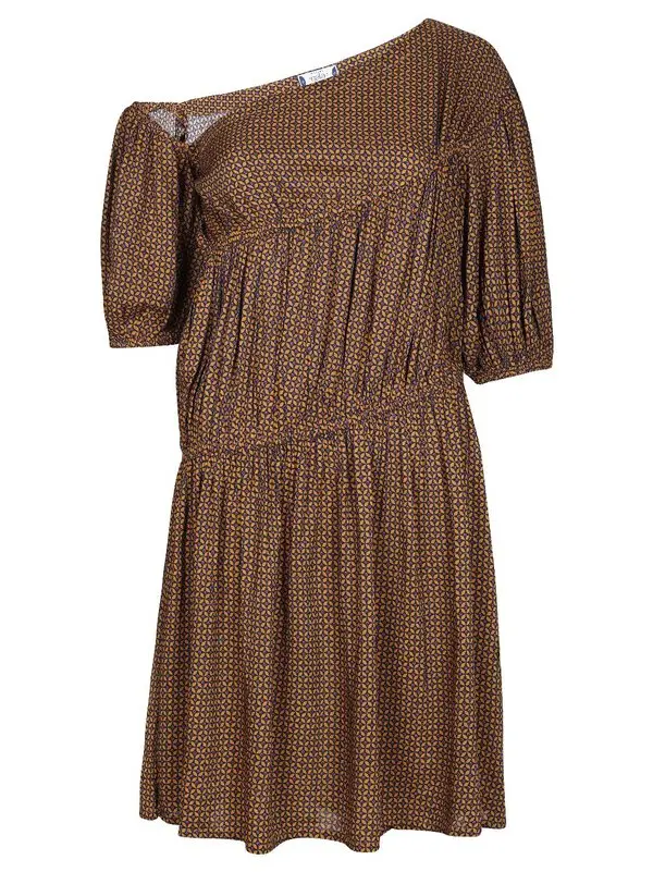 MAISON QALA Brown / Yellow Ochre Bloom Midi Dress - Brown/yellow
