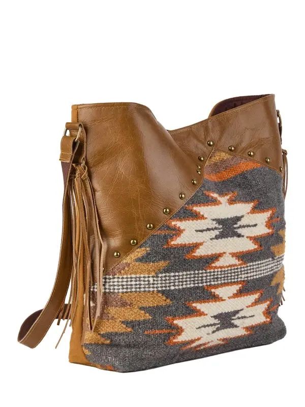 BEDROOM ATHLETICS Monterey Luxury Leather Mix Boho Shoulder Bag Multi S - Brown
