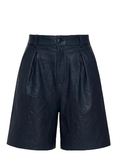 CONQUISTA Faux Leather Bermuda Shorts - Blue