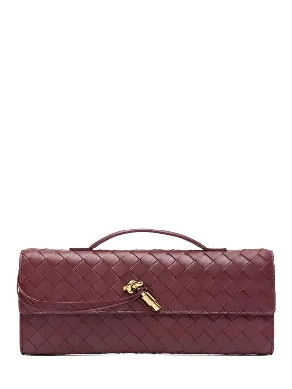 Bottega Veneta Andiamo Leather Clutch - Red