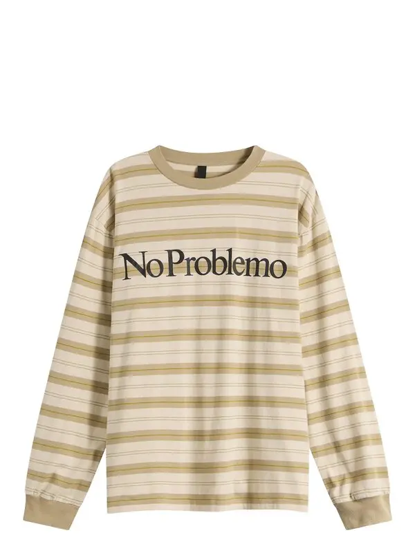 NO PROBLEMO Striped Ls Tee - Sand