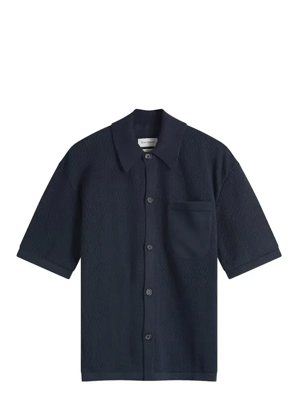 Oliver Peoples Short Sleeve Mawes Knited Shirt - Navy