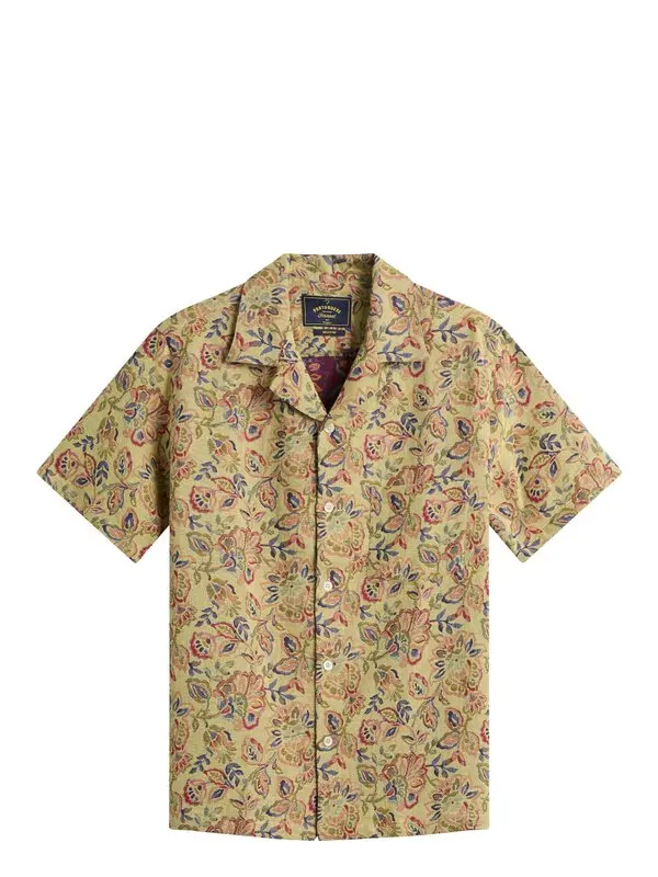 Portuguese Flannel Tapestry Flowers Vacation Shirt - Natural
