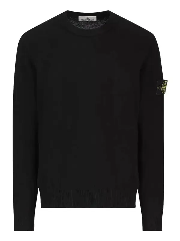 Stone Island Logo-patch Crew-neck Sweatshirt - Black
