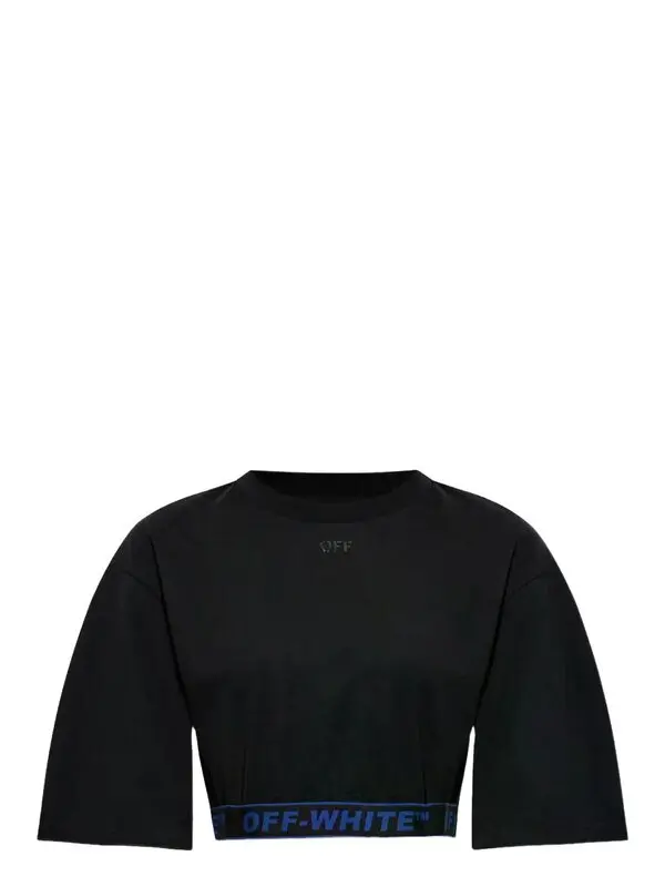 Off-White Logo-tape Cropped T-shirt - Black