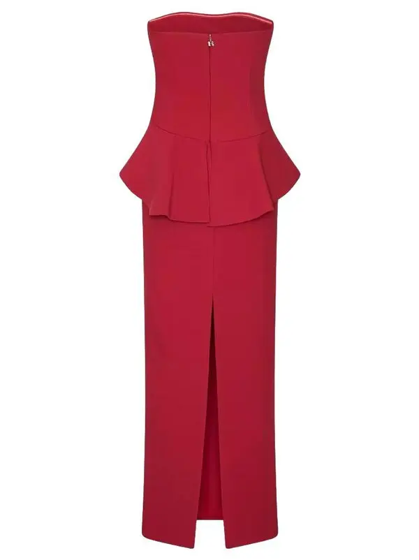 ROTATE BY BIRGER CHRISTENSEN Floral Embellished Strapless Maxi Dress - Red