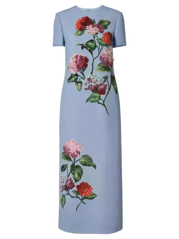 Carolina Herrera Hydrangea-embroidered Shift Dress - Blue