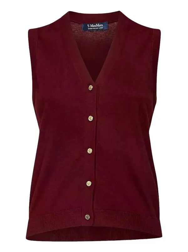 Max Mara Jewel-button V-neck Sweater - Red