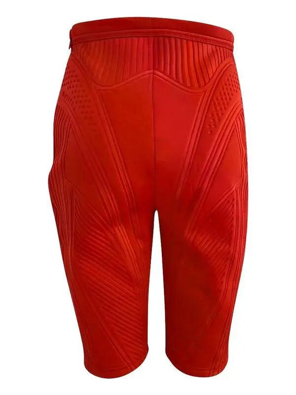 MUGLER Ribbed Cycling Shorts - Red