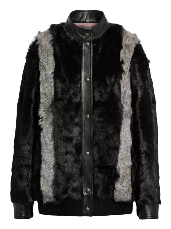 Valentino Garavani Panelled Fur And Leather Jacket - Black