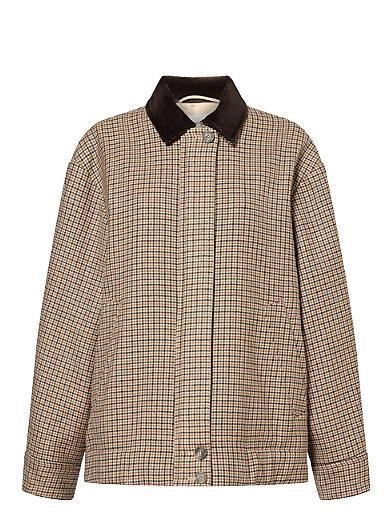 Max Mara Houndstooth Wool Short Coat - Brown
