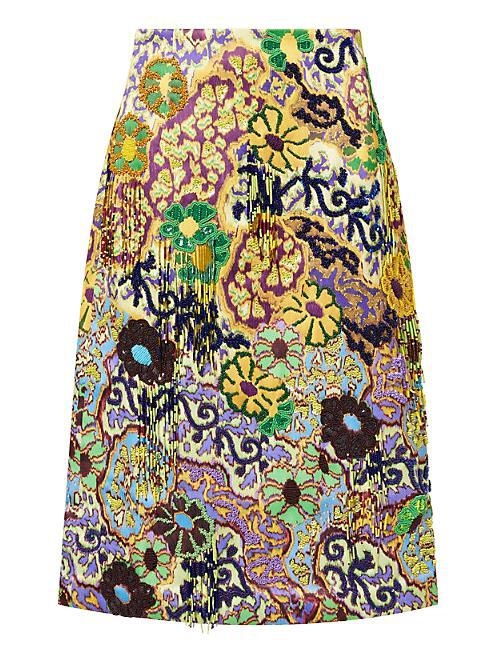 ALEMAIS Joanna Embellished Woven Midi Skirt - Multi