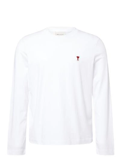 AMI Paris Logo-embroidered Cotton-jersey T-shirt - Blanc