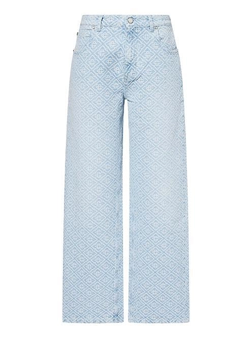 Casablanca Washed Monogram-print Denim Jeans - Blue