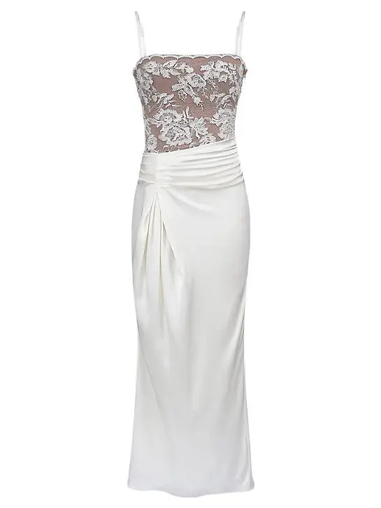House Of Cb Eliette Embellished Satin Maxi Dress - Ivory