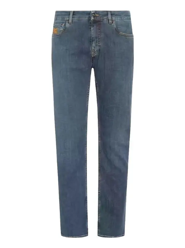 Etro Embroidered-logo Straight-leg Jeans - Blue