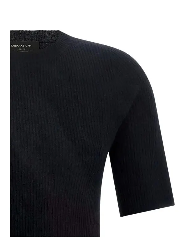 Fabiana Filippi Ribbed Knit Short-sleeve T-shirt - Blue