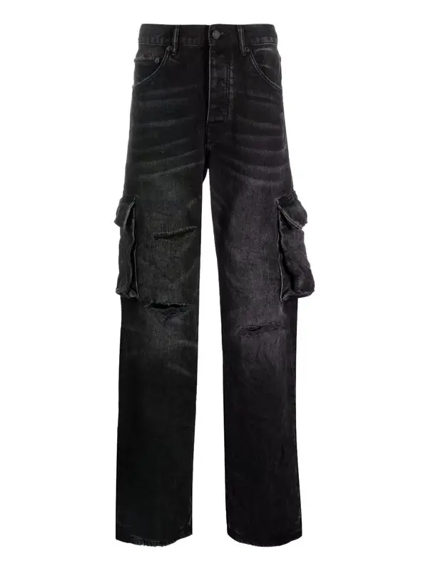 PURPLE BRAND P011 Distressed Straight-leg Jeans - Black