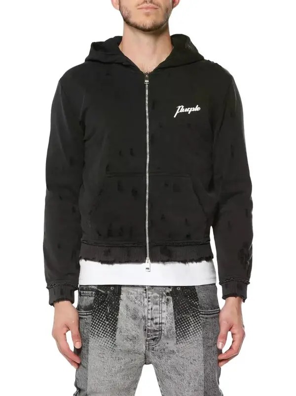 PURPLE BRAND Distressed Hoodie - Black