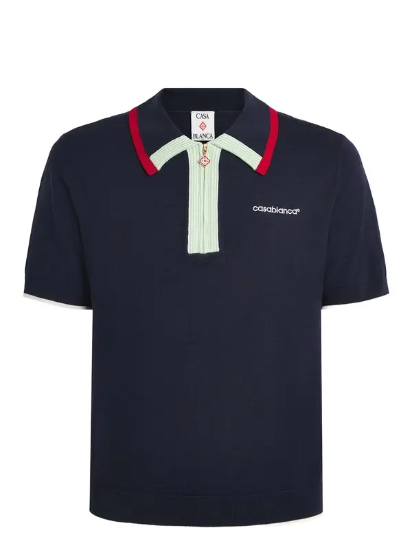 Casablanca Merino Polo Sweater - Navy
