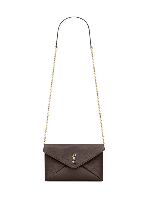 Saint Laurent Small Cassandre Envelope Shoulder Bag - Brown