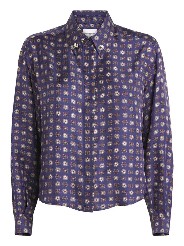 Claudie Pierlot Silk Printed Shirt - Blue