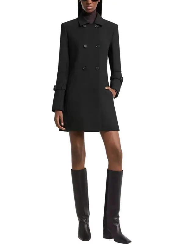 COURREGES Double-breasted Embroidered-logo Coat - Black
