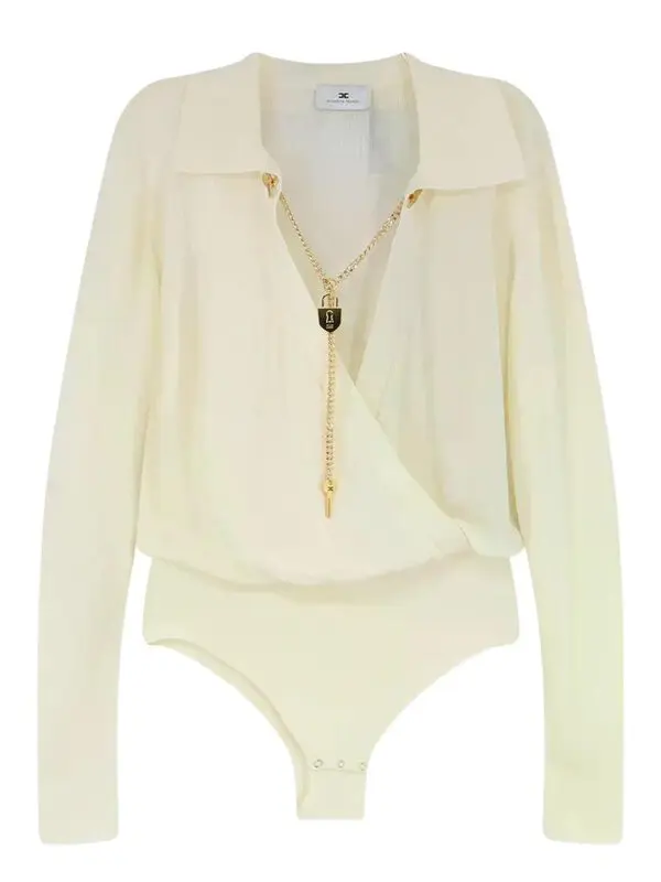 Elisabetta Franchi Charm-detail Wrap-front Bodysuit - Neutrals