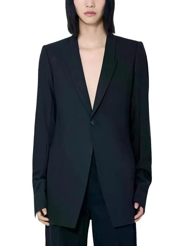 Rick Owens Single-breasted Buttoned Blazer - Black