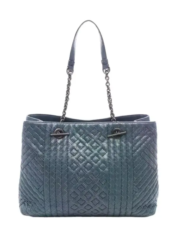 Bottega Veneta 2000s Intrecciato Chain Tote Bag - Blue