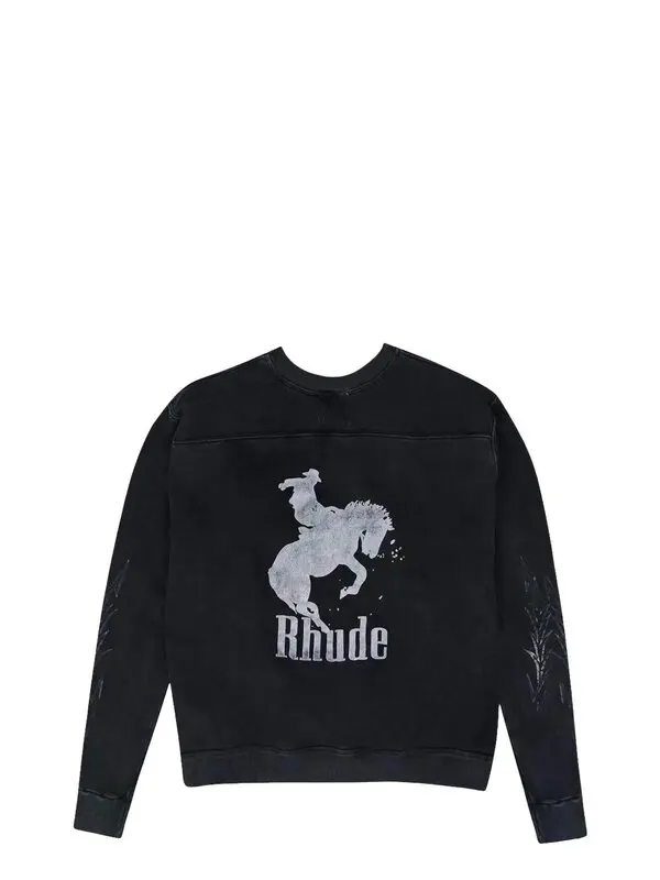 Rhude Horse-print Crew-neck Sweater - Black