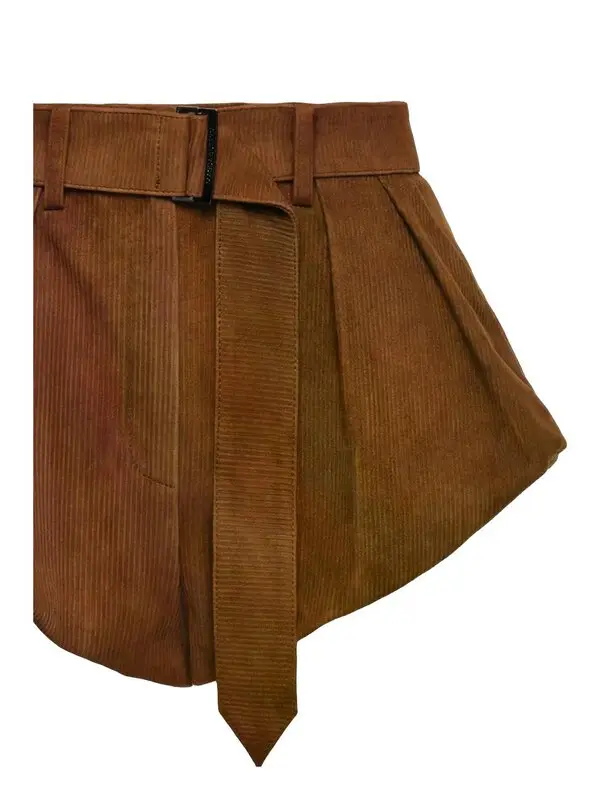 Magda Butrym Belted Pleated Shorts - Brown