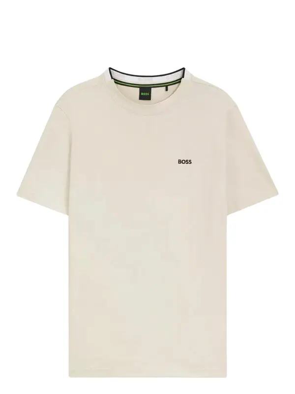 BOSS Logo-detail Crew-neck T-shirt - Neutrals